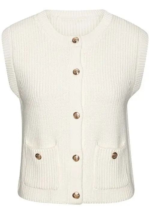LASCANA Sleeveless Button-down Sweater Vest
