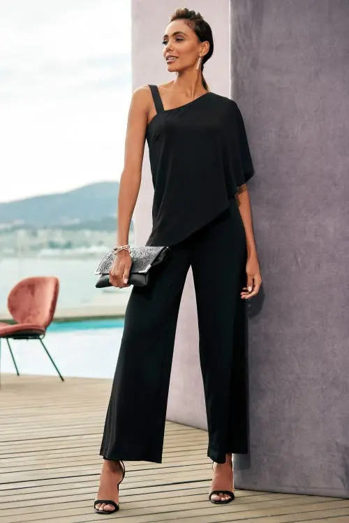 LASCANA Asymmetrical One-shoulder Jumpsuit With Wide Legs