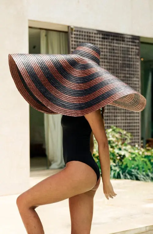 BRUNNA.CO Oversized Striped Straw Sun Hat - Brown