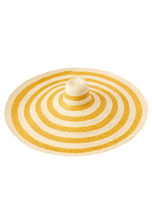 BRUNNA.CO Oversized Striped Straw Sun Hat - Yellow