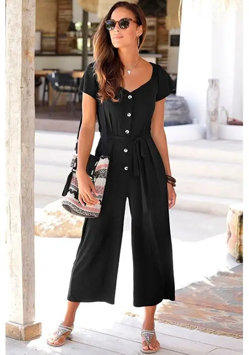 LASCANA Button Detail Culotte Jumpsuit