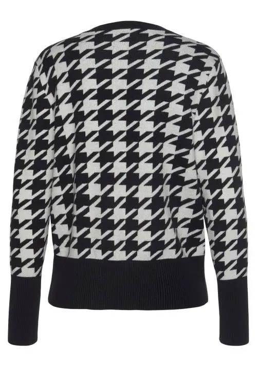 LASCANA Pearl Button Houndstooth Cardigan