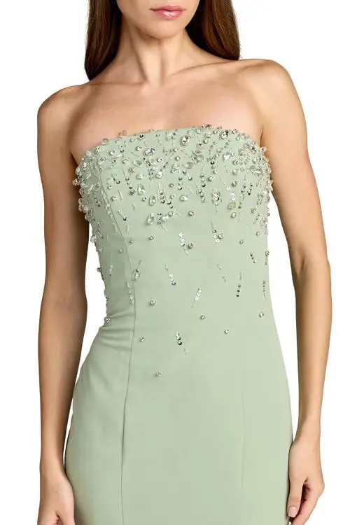 Mac Duggal Strapless Embellished Crepe Mermaid Gown