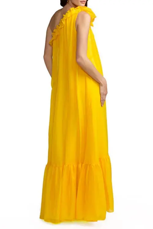 Mac Duggal Chiffon Maxi Gown With Rosette - Sunshine