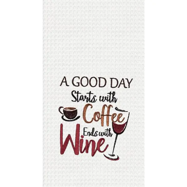 C&F HOME Good Day Starts With Coffee" Waffle Weave Dishtowel - Red