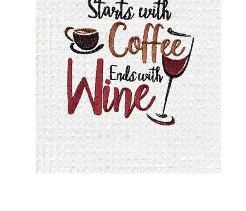 C&F HOME Good Day Starts With Coffee" Waffle Weave Dishtowel
