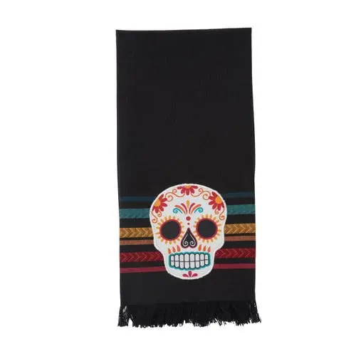 C&F HOME Sugar Skull Stripe Towel - Black
