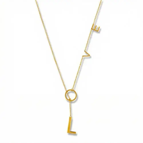 BLISS DIAMOND Love Lariat 18k Gold Plated Necklace - 18k Yellow Gold