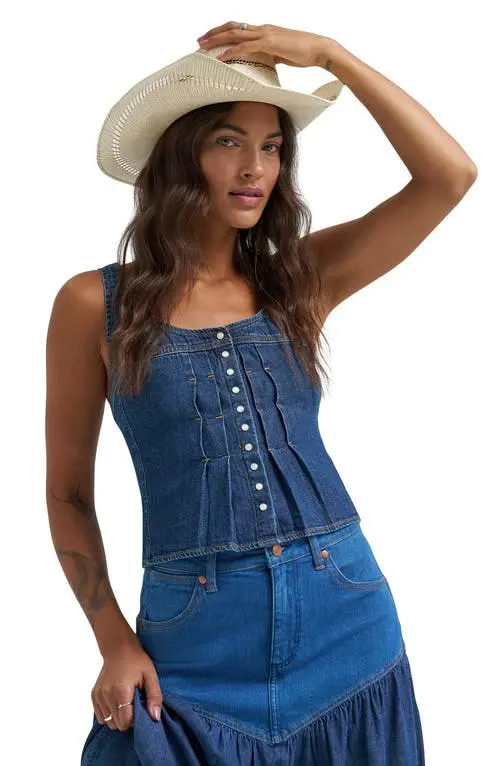 Wrangler Pleated Denim Corset Tank