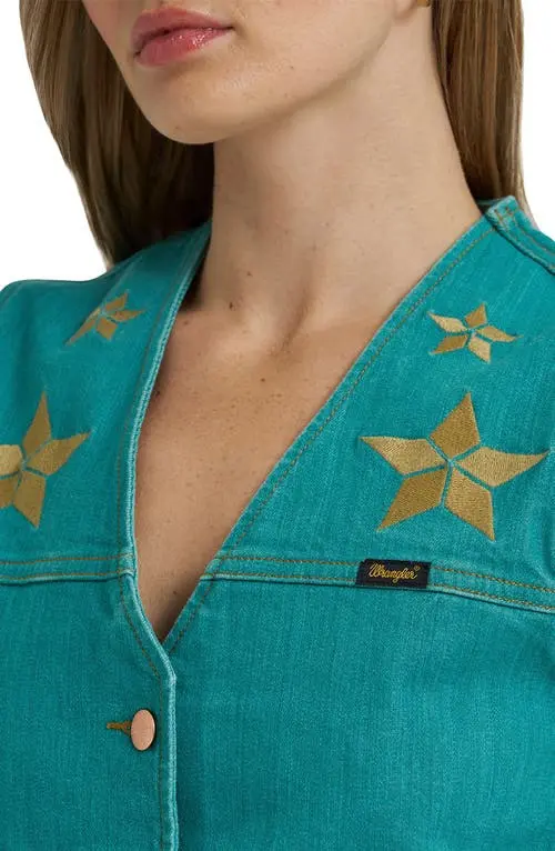 Wrangler X Lainey Wilson Embroidered Denim Vest