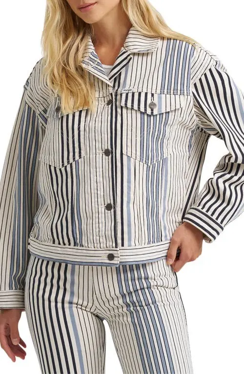 Wrangler Striped Denim Trucker Jacket - Multi Blue Stripe