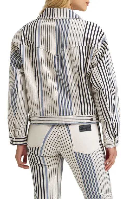 Wrangler Striped Denim Trucker Jacket - Multi Blue Stripe