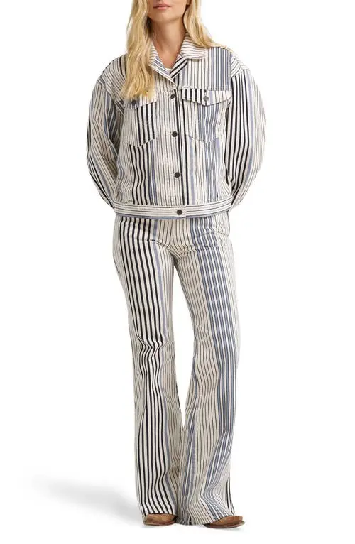 Wrangler Striped Denim Trucker Jacket - Multi Blue Stripe