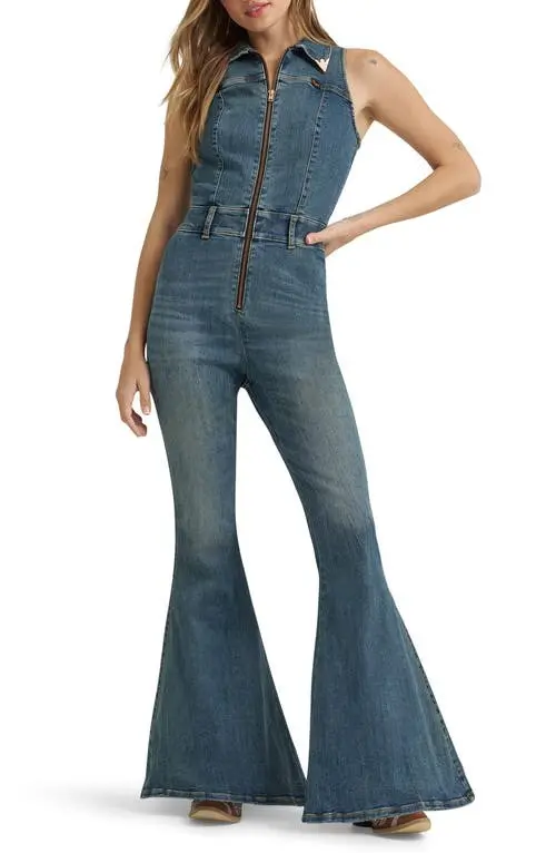 Wrangler X Lainey Wilson Sleeveless Flare Jumpsuit - Denim