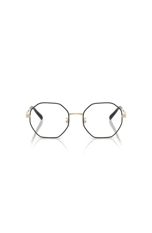 Tory Burch 52mm Irregular Full Rim Optical Glasses - Gold