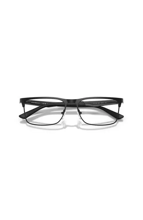 Emporio Armani 56mm Rectangle Eyeglasses - Black