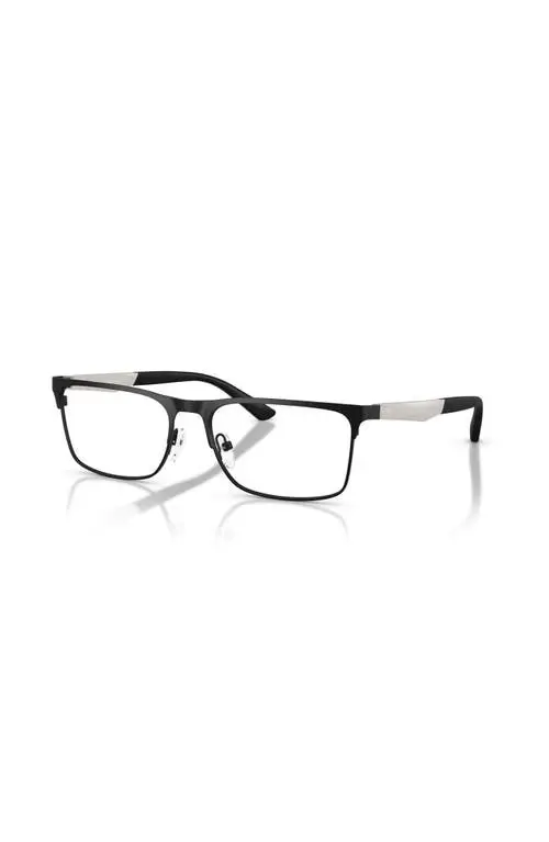 Emporio Armani 56mm Rectangle Eyeglasses - Black/silver
