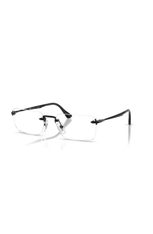 Persol 57mm Rectangle Rimless Optical Glasses - Black