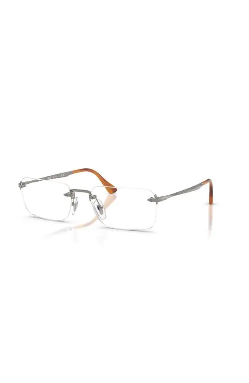 Persol 57mm Rectangle Rimless Optical Glasses - Grey