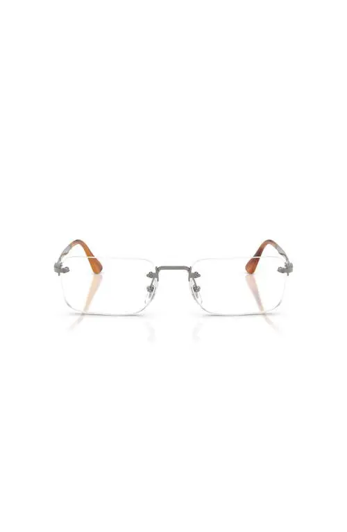 Persol 57mm Rectangle Rimless Optical Glasses - Grey