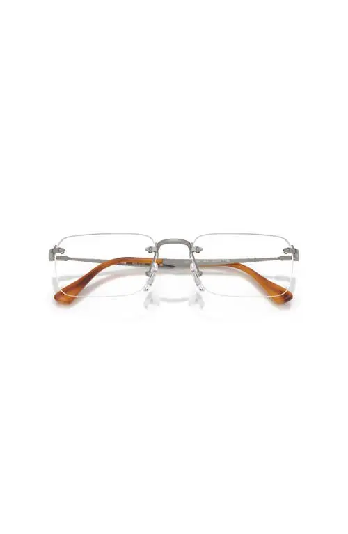 Persol 57mm Rectangle Rimless Optical Glasses - Grey