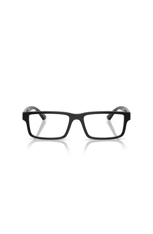 Emporio Armani 55mm Rectangle Full Rim Optical Glasses - Black/silver