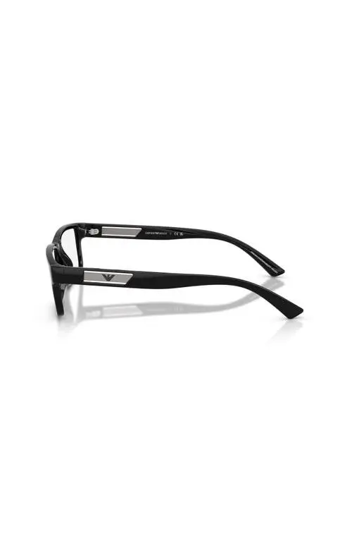 Emporio Armani 55mm Rectangle Full Rim Optical Glasses - Black/silver