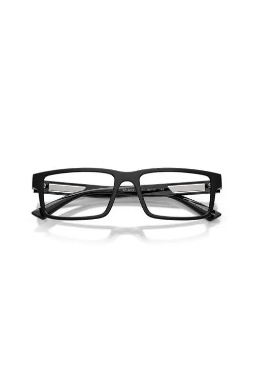 Emporio Armani 55mm Rectangle Full Rim Optical Glasses - Black/silver