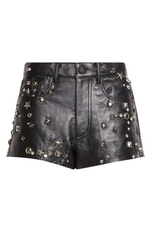 R13 Studded Five-pocket Leather Shorts