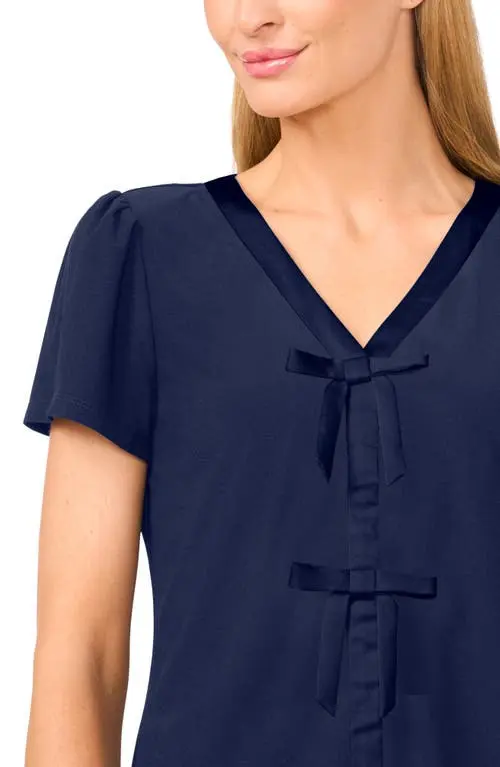 CECE DUPRAZ Bow Detail Satin Top - Classic Navy
