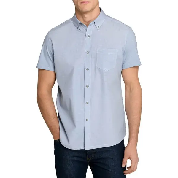 W.R.K Slim Fit Micro Circle Reworked Short Sleeve Button-down Shirt