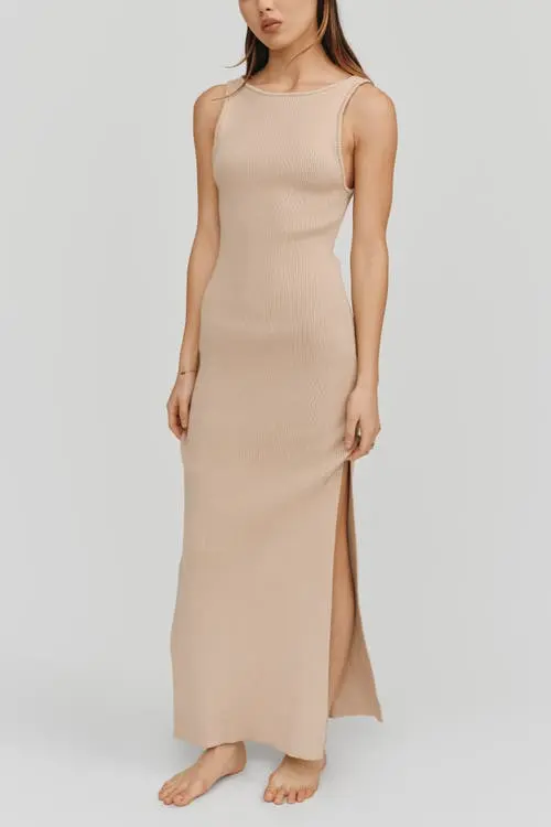 KATHRYN MCCARRON Carolina Maxi Knit Dress - Camel