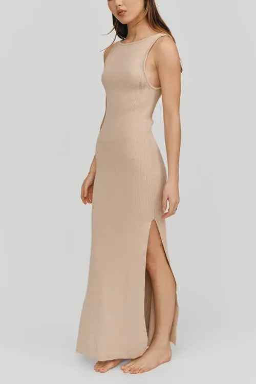 KATHRYN MCCARRON Carolina Maxi Knit Dress - Camel