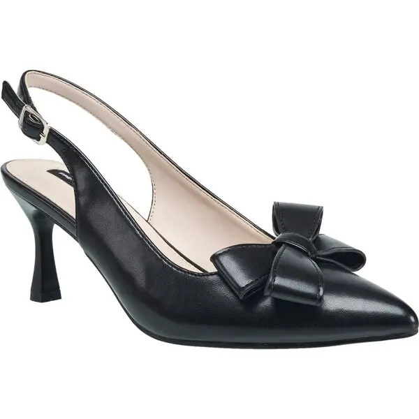 French Connection Brinton Oversized Bow Kitten Heel Slingbacks - Black