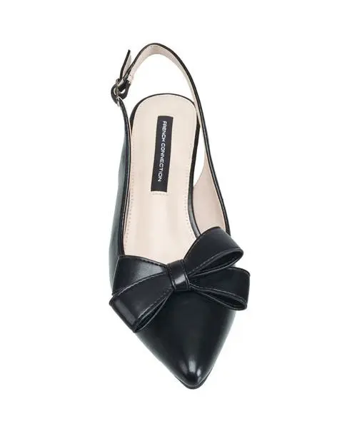 French Connection Brinton Oversized Bow Kitten Heel Slingbacks - Black