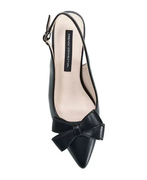 French Connection Brinton Oversized Bow Kitten Heel Slingbacks - Black
