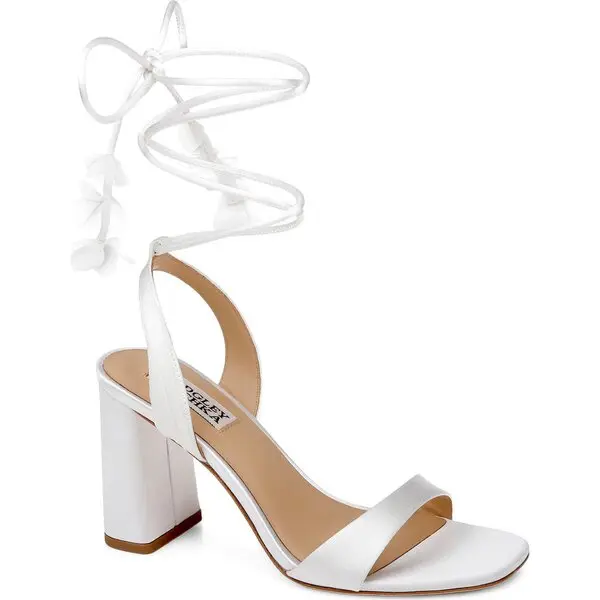 Badgley Mischka Westminster Ankle Wrap Sandal - White Satin