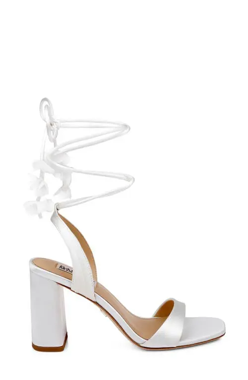 Badgley Mischka Westminster Ankle Wrap Sandal - White Satin