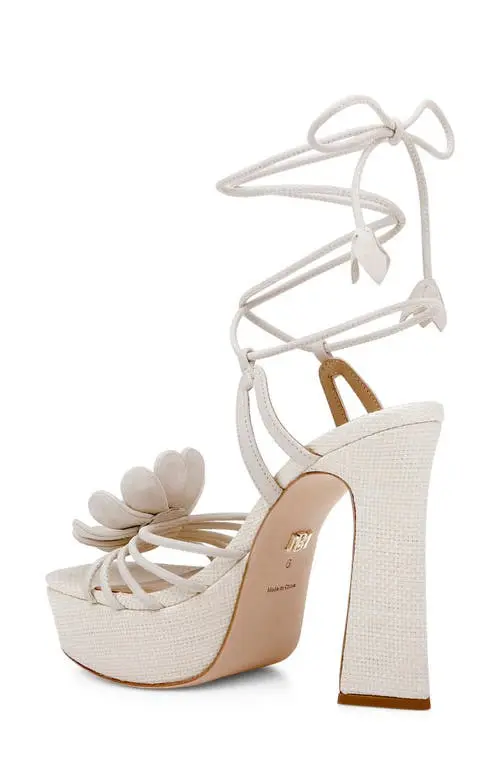 Badgley Mischka Ankle Wrap Platform Sandal - Cream Suede