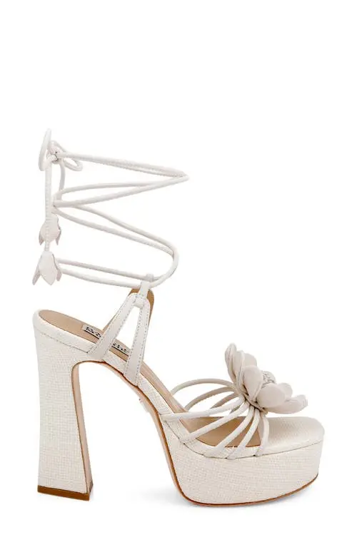 Badgley Mischka Ankle Wrap Platform Sandal - Cream Suede
