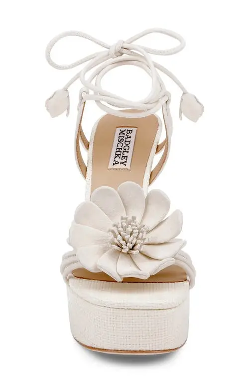 Badgley Mischka Ankle Wrap Platform Sandal - Cream Suede