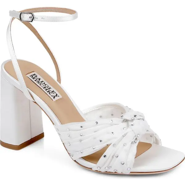Badgley Mischka Wila Ankle Strap Sandal - White Satin
