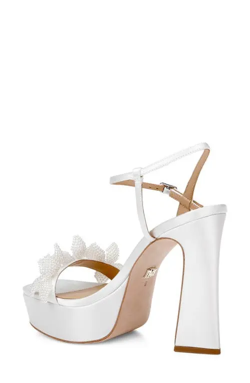 Badgley Mischka Wicket Ankle Strap Platform Sandal - White Satin