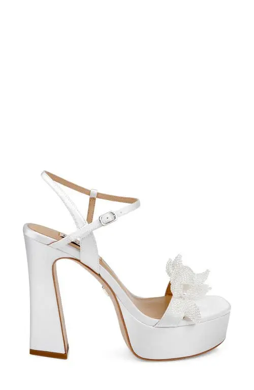 Badgley Mischka Wicket Ankle Strap Platform Sandal - White Satin