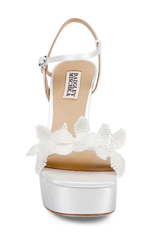 Badgley Mischka Wicket Ankle Strap Platform Sandal - White Satin