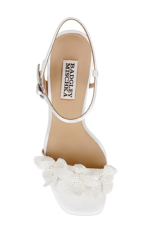 Badgley Mischka Wicket Ankle Strap Platform Sandal - White Satin