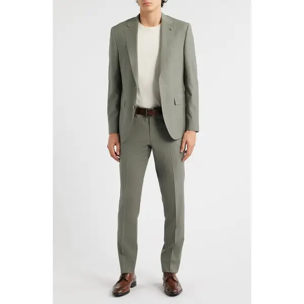 JACK VICTOR Esprit Contemporary Fit Green Wool Blend Suit
