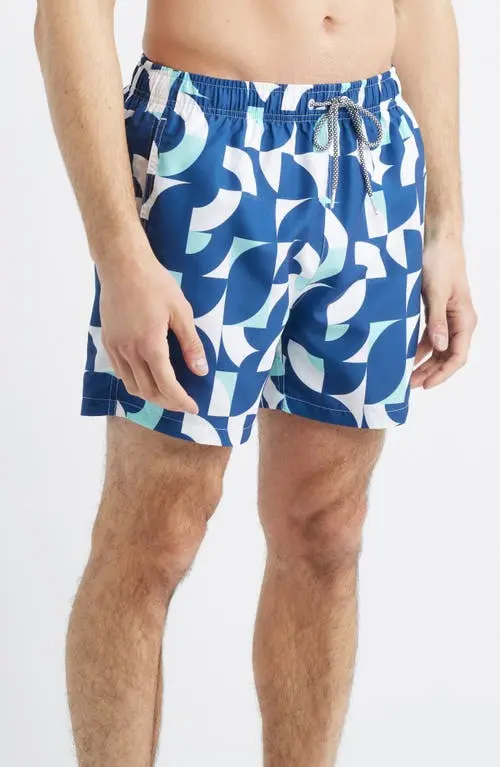 BOARDIES Abstract Print Swim Trunks - Blue Multi