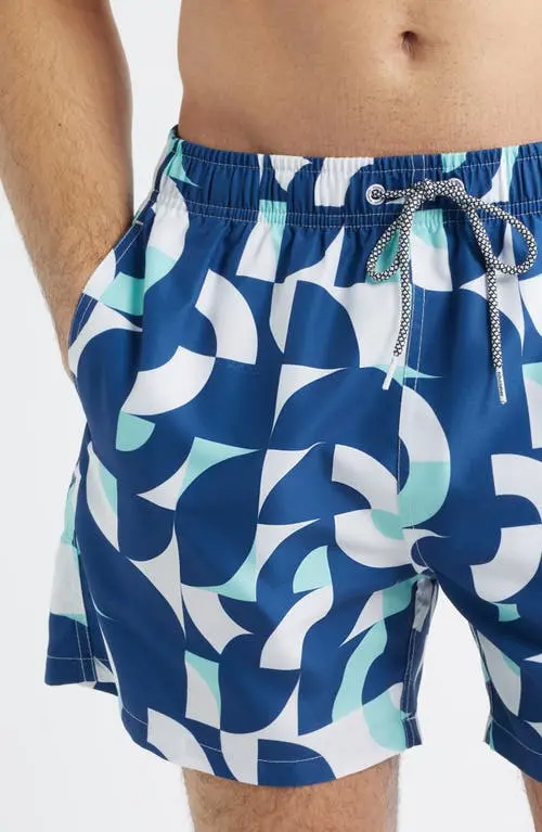 BOARDIES Abstract Print Swim Trunks - Blue Multi