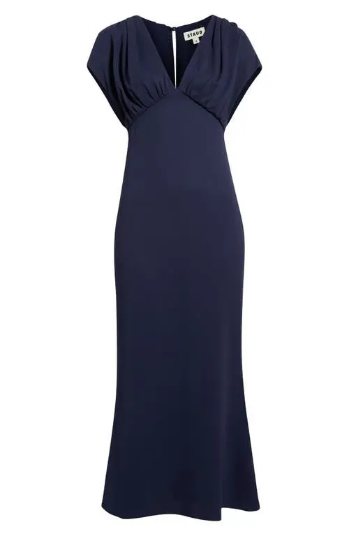 Staud Empire Waist Bias-cut Dress - Navy